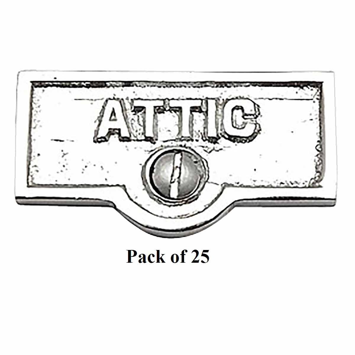 25 Switch Plate Tags ATTIC Name Signs Labels Chrome Brass Traditional ...