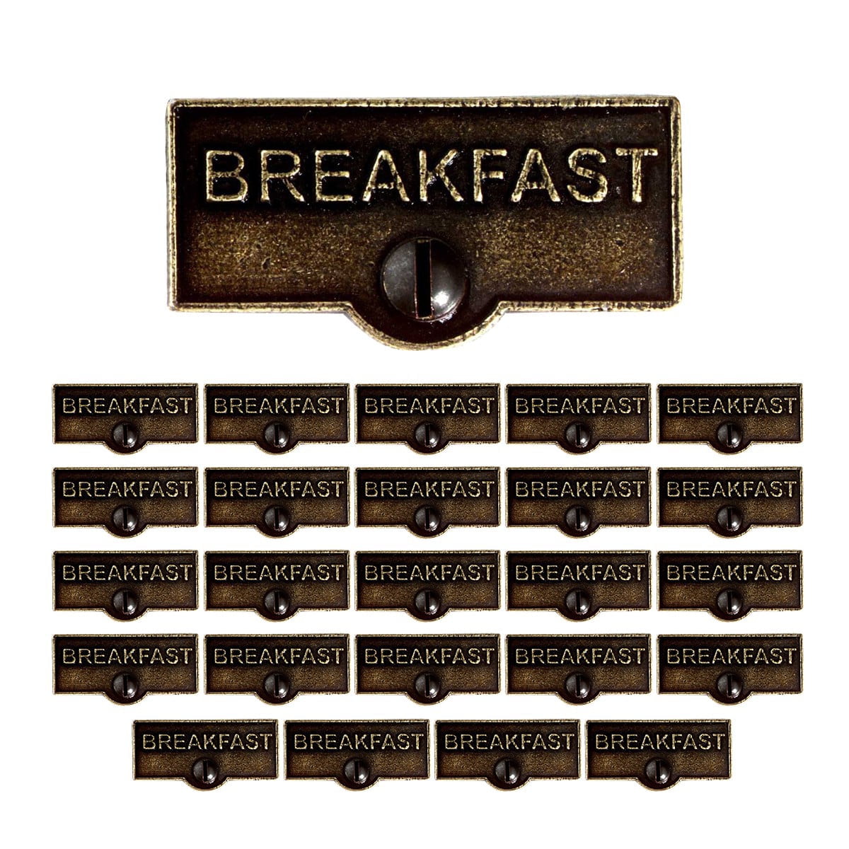 25 Switch Plate Tags BREAKFAST Name Signs Labels Cast Brass Traditional ...