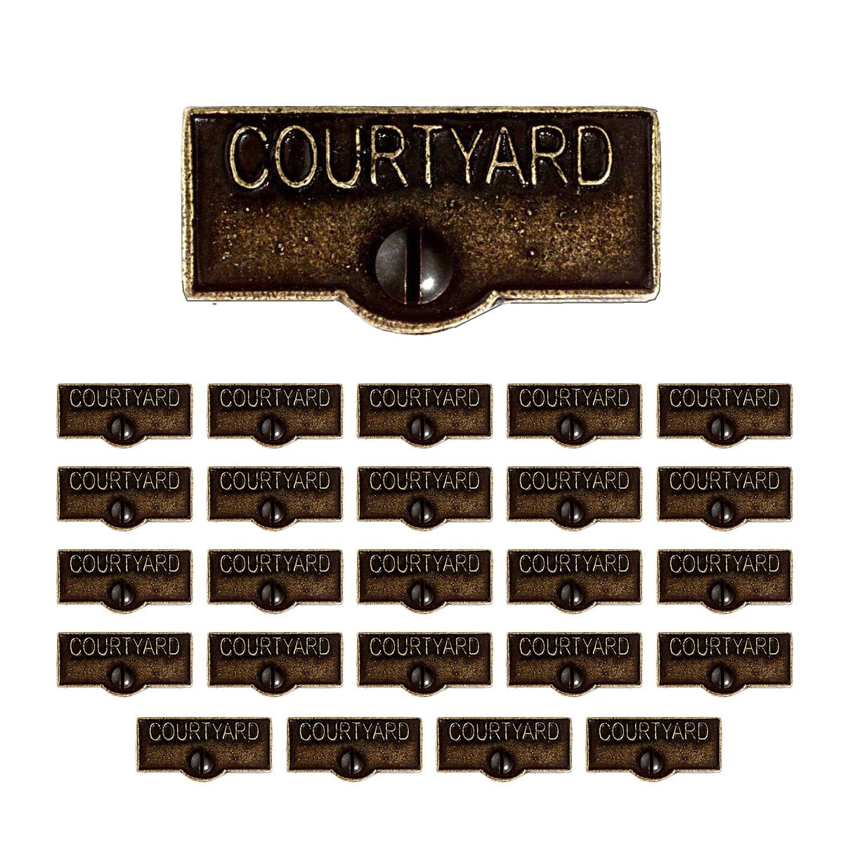 25 Switch Plate Tags COURTYARD Name Signs Labels Cast Brass Traditional ...