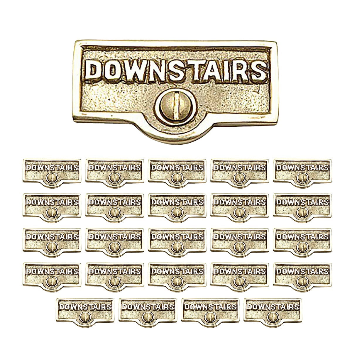 25 Switch Plate Tags DOWNSTAIRS Name Signs Labels Brass Traditional ...