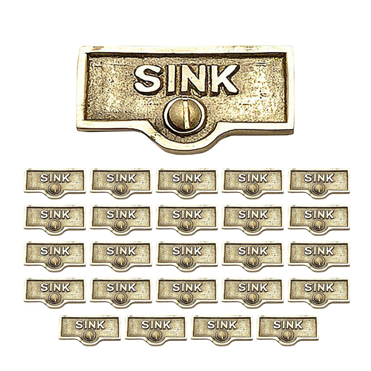 25 Switch Plate Tags SINK Name Signs Labels Lacquered Brass Traditional ...