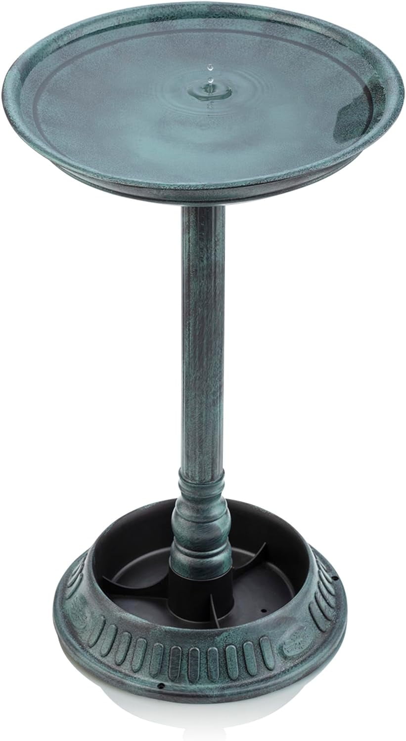 25" Tall Outdoor Birdbath with Planter Pedestal Yard Statue, Stunning ...