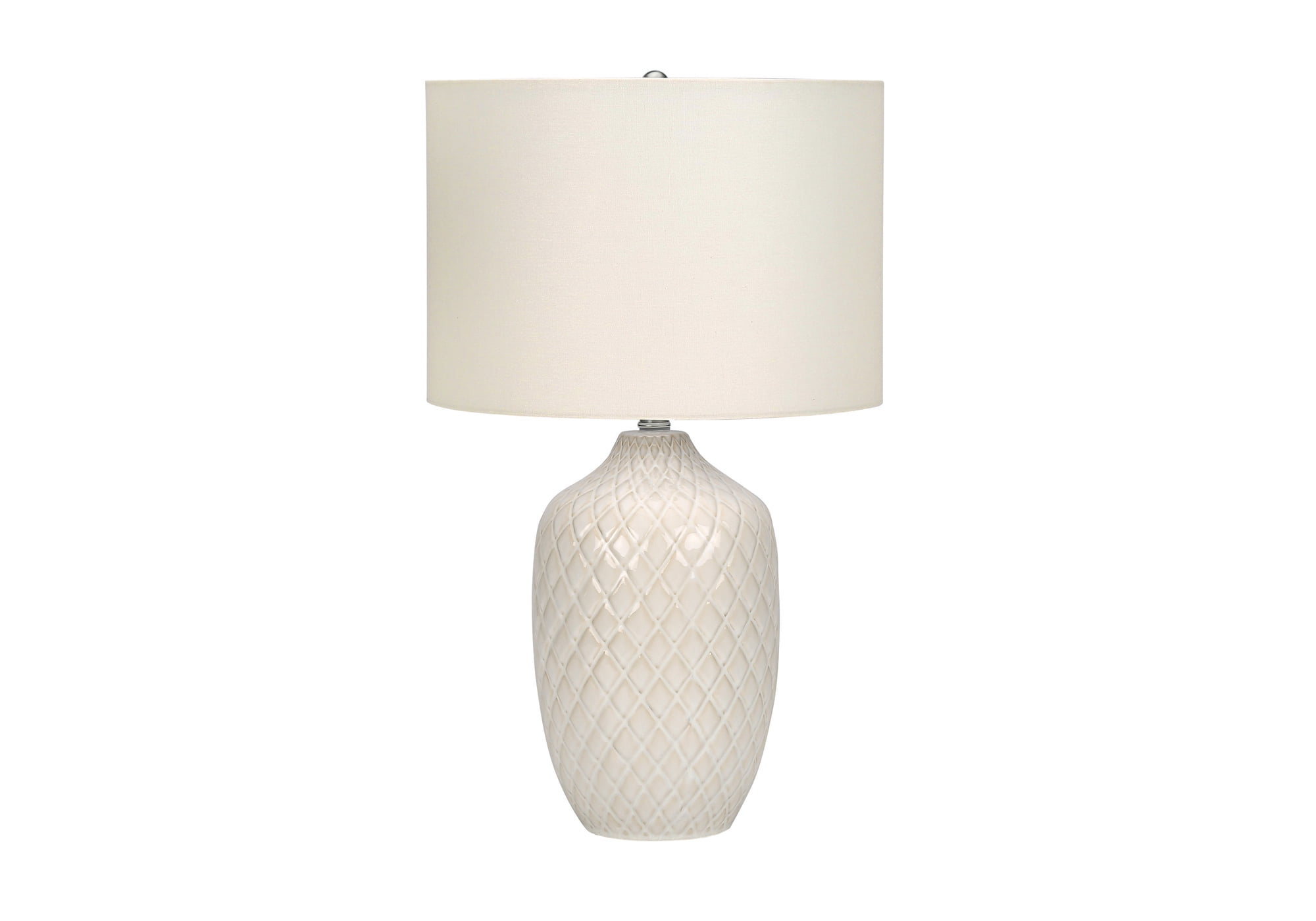 25" Transitional Table Lamp – Textured Cream Ceramic Ginger Jar Base ...