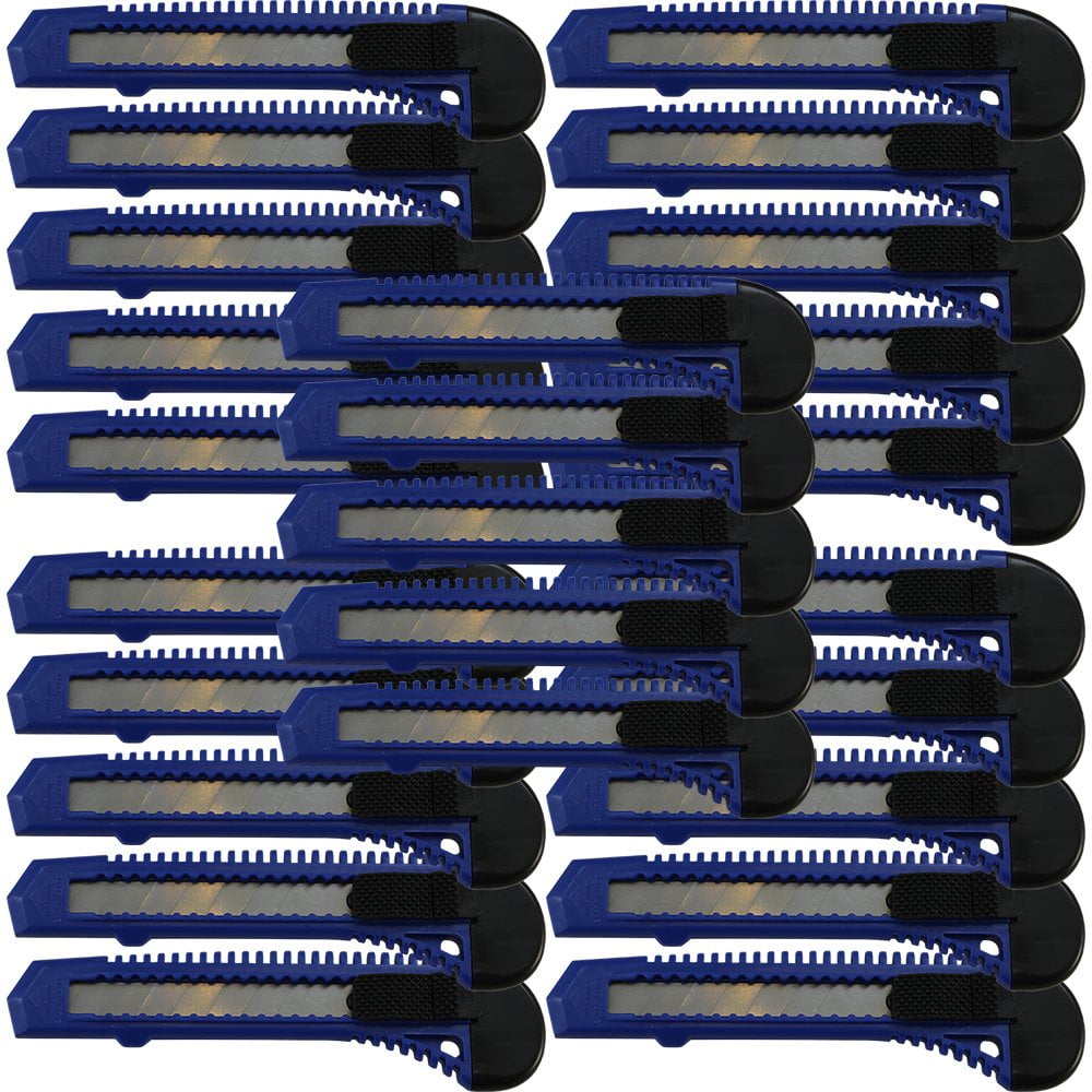 25 Twenty Five Bulk Blue Utility Knives Box Cutters Snap Off Blades ...