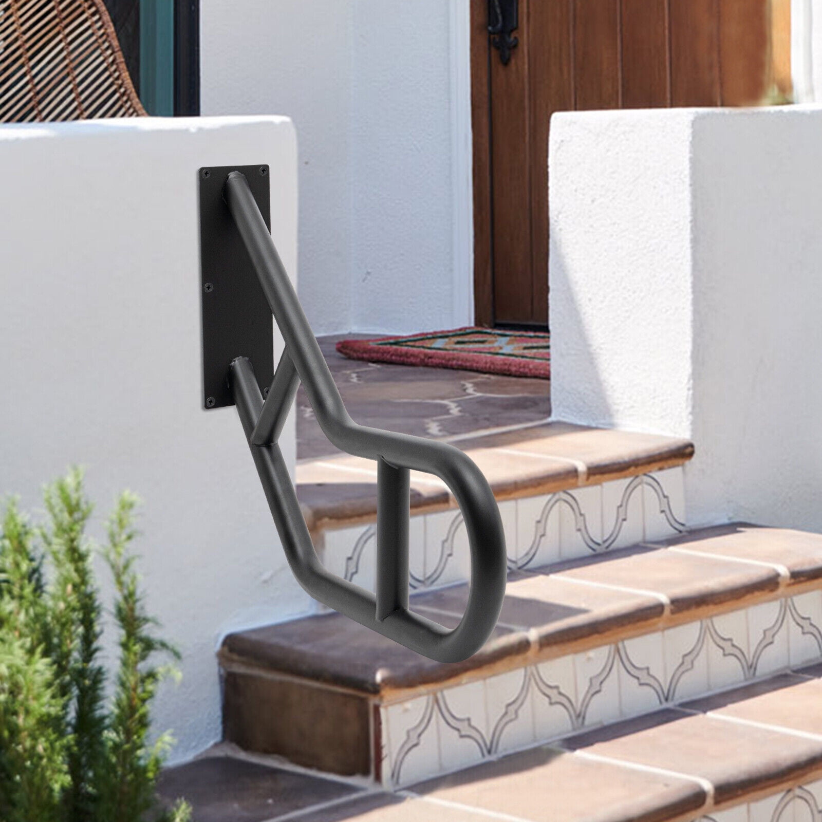 25" U-Shaped Handrails for Outdoor 1-3 Steps Wall Mount Handrail Grab ...