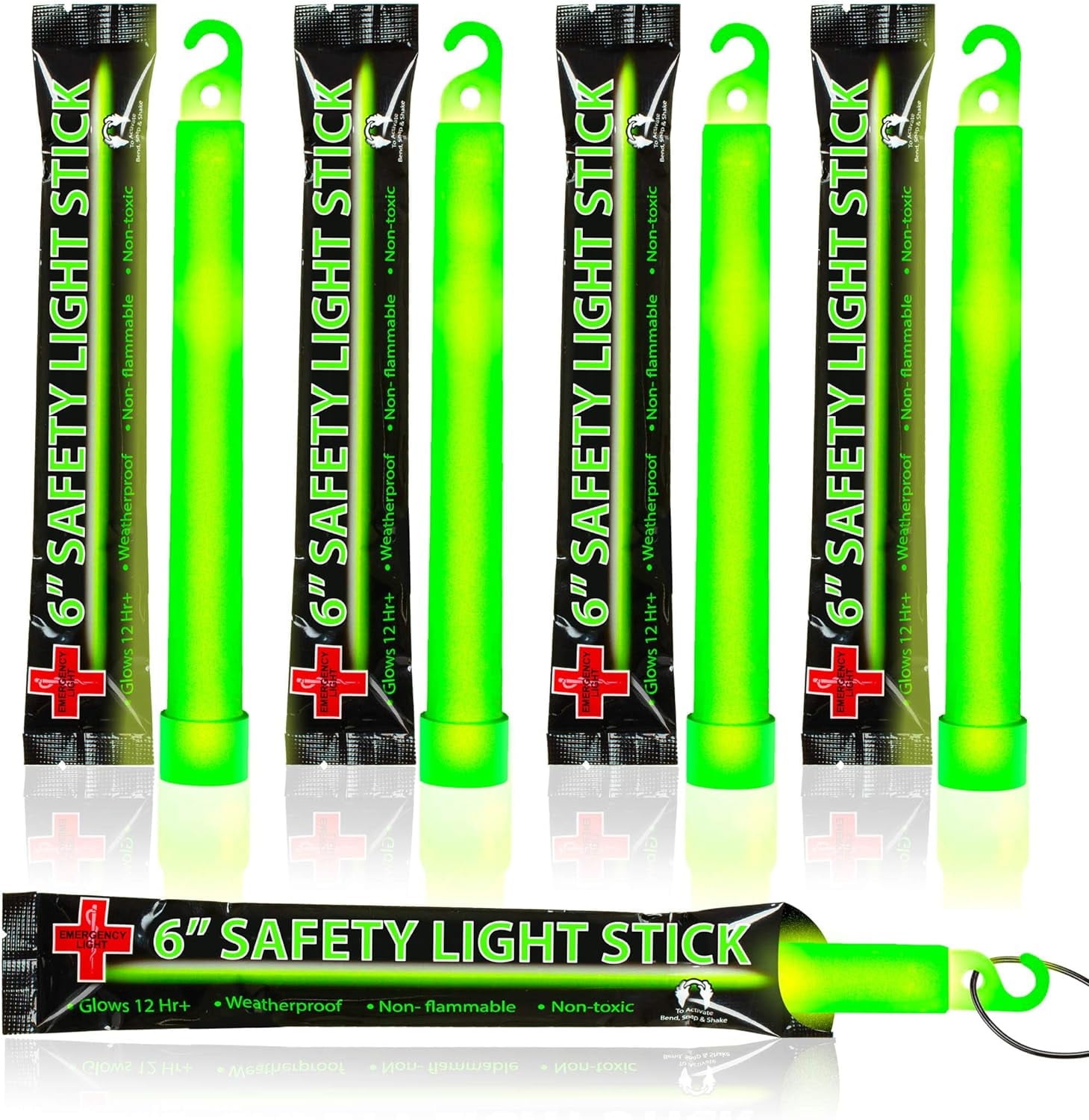 25 Ultra Bright Green Glow Sticks - Individual Packed With Lanyard ...