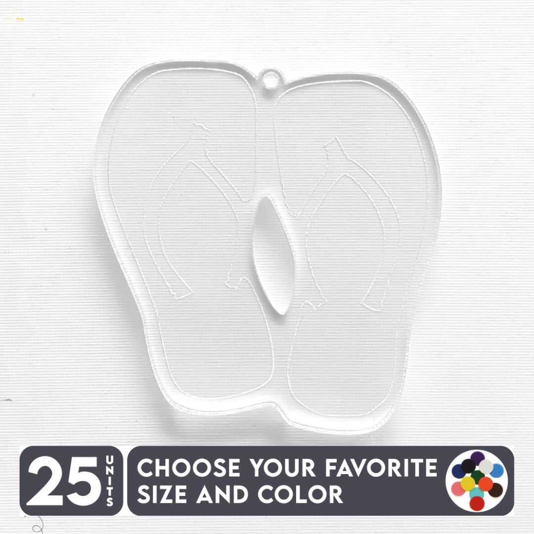 25 Units Acrylic Keychains Flip Flop Pair 1/8" Thick – Clear or Solid ...