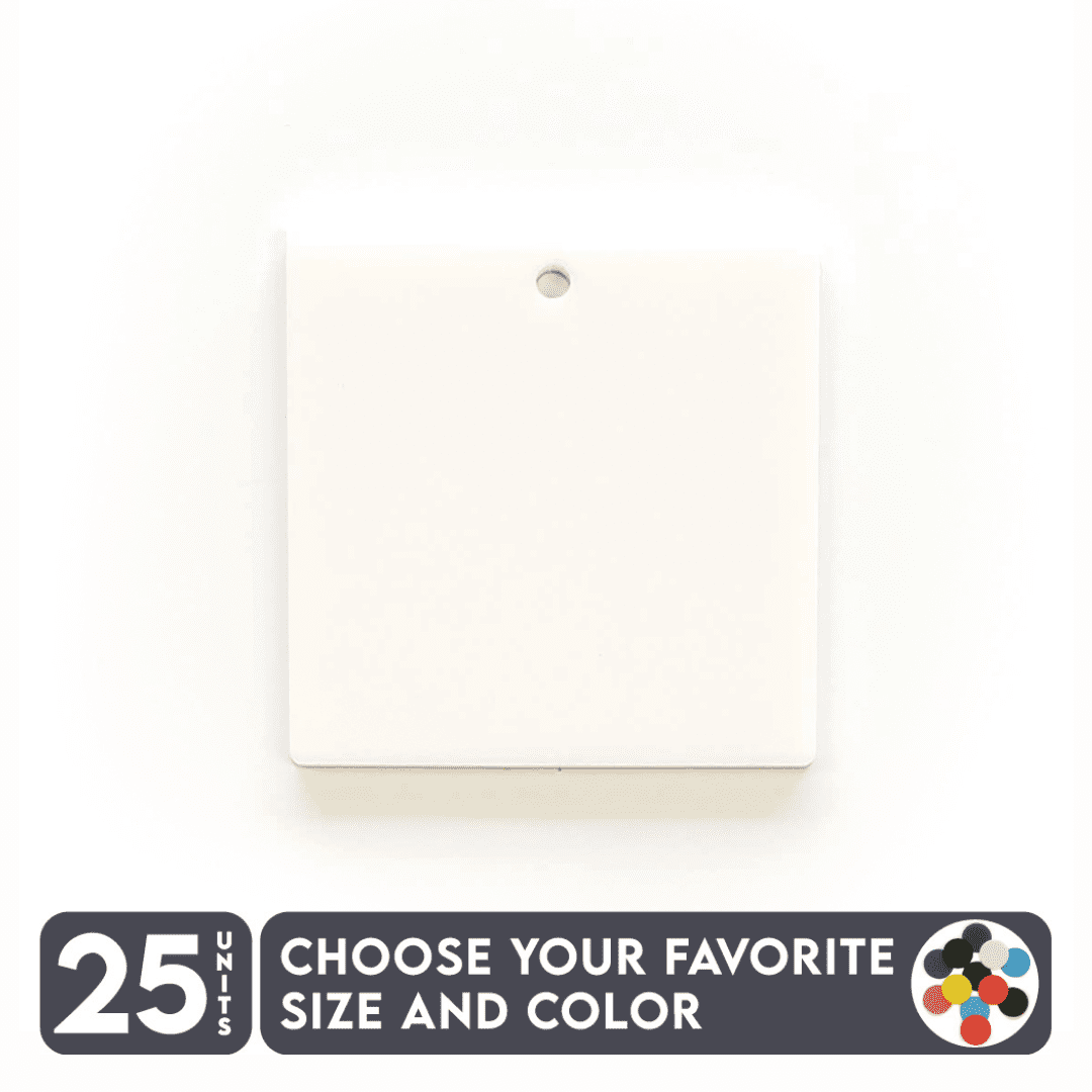 25 Units Acrylic Square With Hole 1/8" Thick – Clear or Solid Color ...