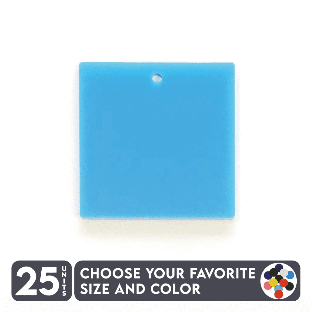 25 Units Acrylic Square With Hole 1/8" Thick - Clear or Solid Color ...