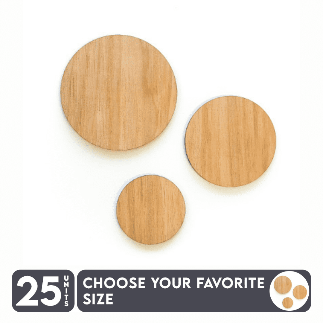 25 Units Wood Circle 3/16" Thick – Wood Color – (Size 2.5") Made in USA ...