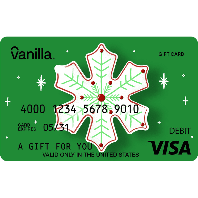 $25 Vanilla Visa Green Snowflake eGift Card (plus $3.44 Purchase Fee ... $25 Vanilla Visa Green Snowflake eGift Card (plus $3.44 Purchase Fee ...