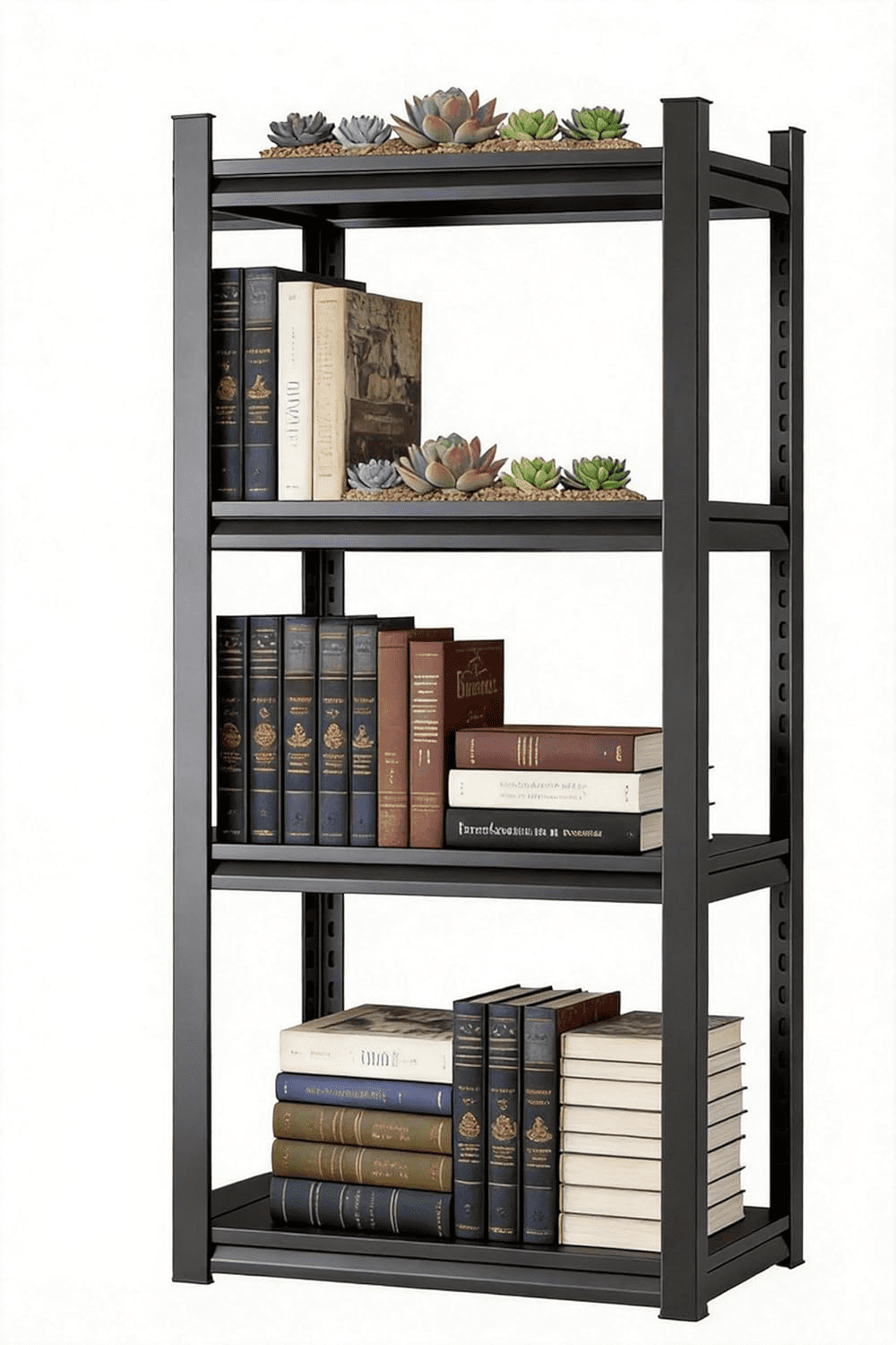 25"W Metal BookShelf, 44'‘H Industrial Bookshelves, Heavy Duty Storage ...