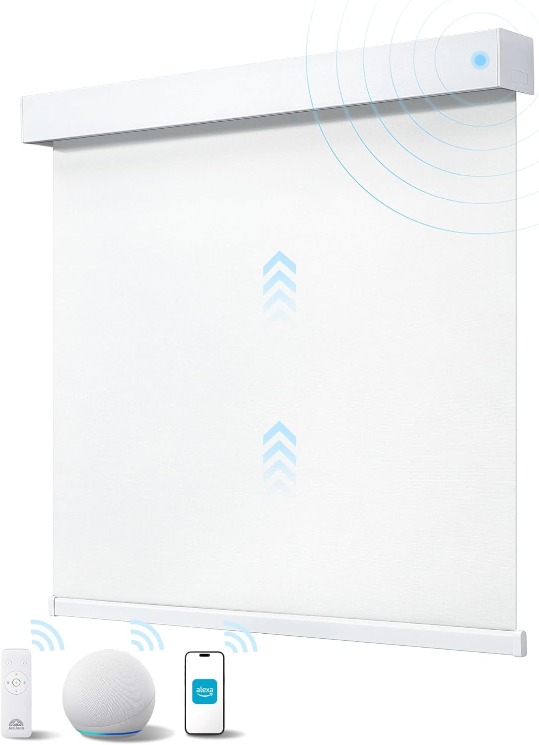 25" W X 72" H Motorized Roller Shades with Remote Control, Blackout ...