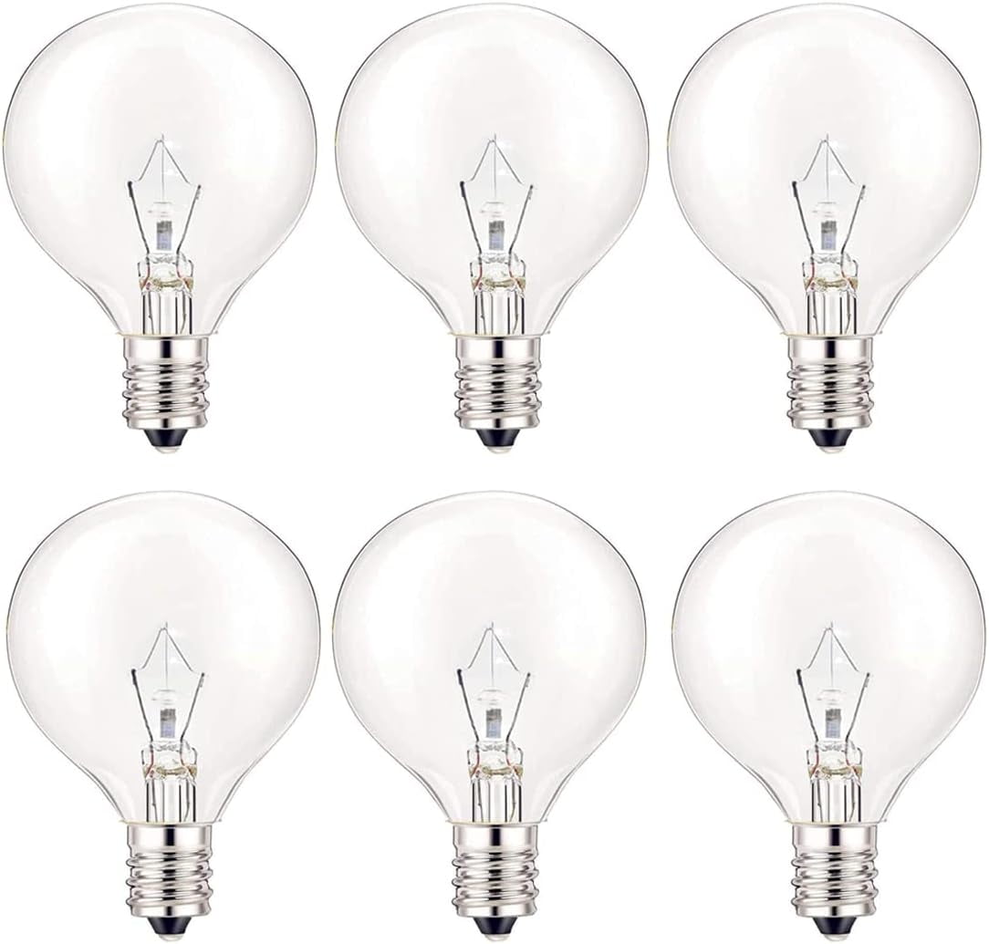 25 Watt Wax Warmer Bulbs, Light Bulbs for Full Size Scentsy Warmer, 6 Packs E12 Base Type G Bulb ...