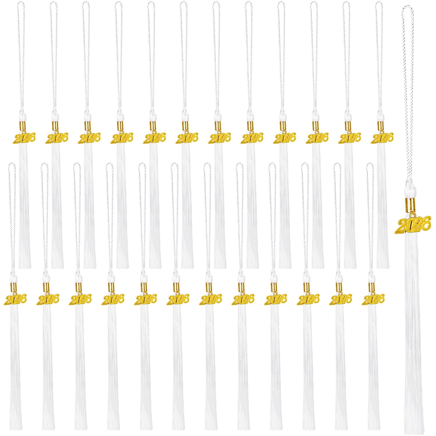 25 White 2026 Graduation Tassel Cap Decoration for Academic Ceremonies ...