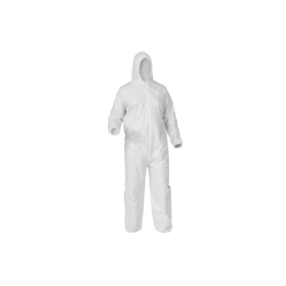 25 White Disposable 55G Microporous Coveralls Zipper White Suit Hood ...