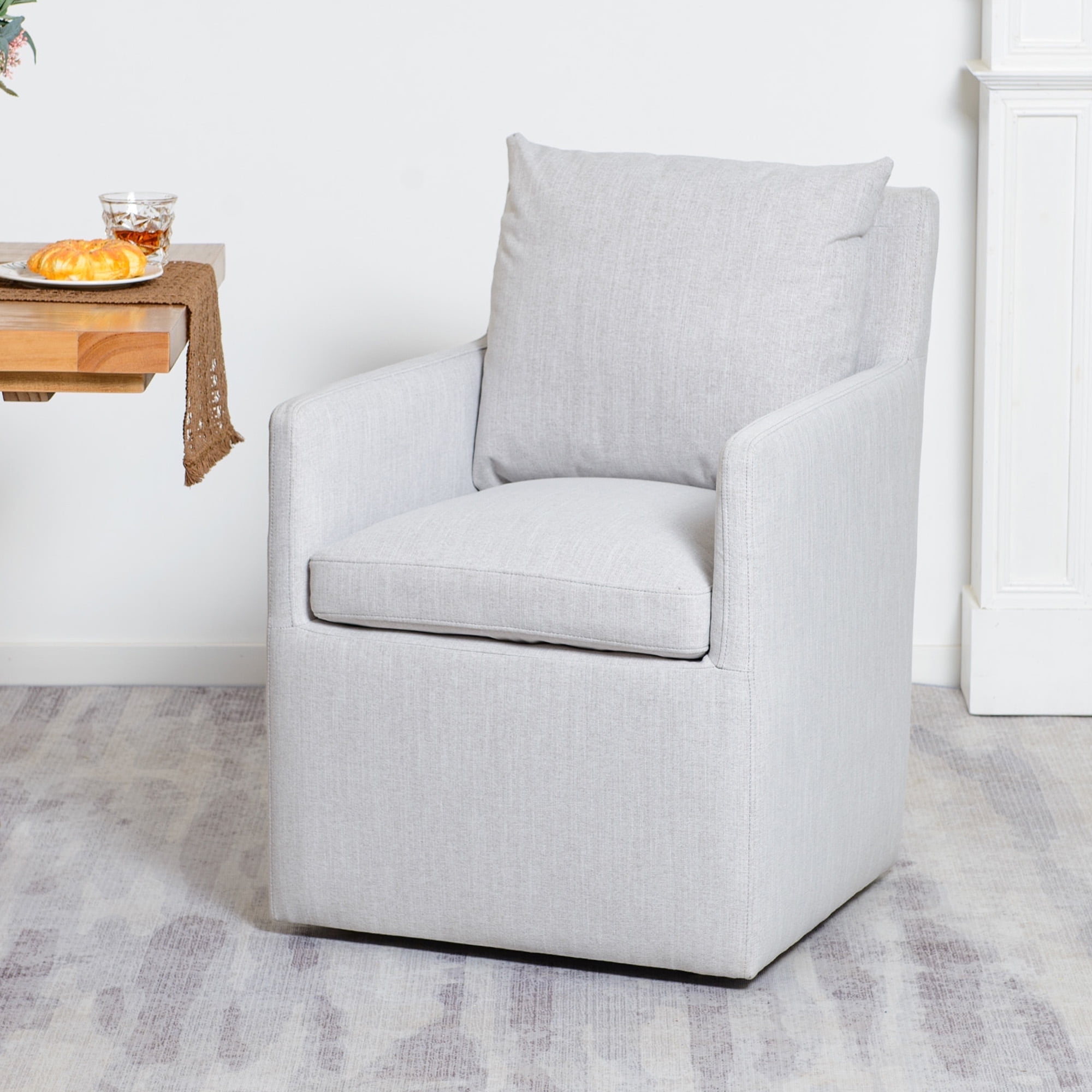 25" Wide Upholstered Dining Chairs with Casters Modern Performance ...