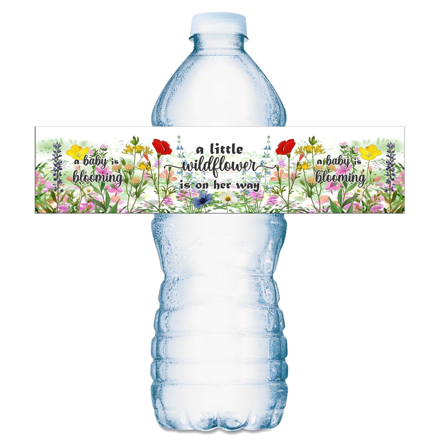 25 Wildflower Baby Shower Water Bottle Labels; Baby in Bloom Sprinkle ...
