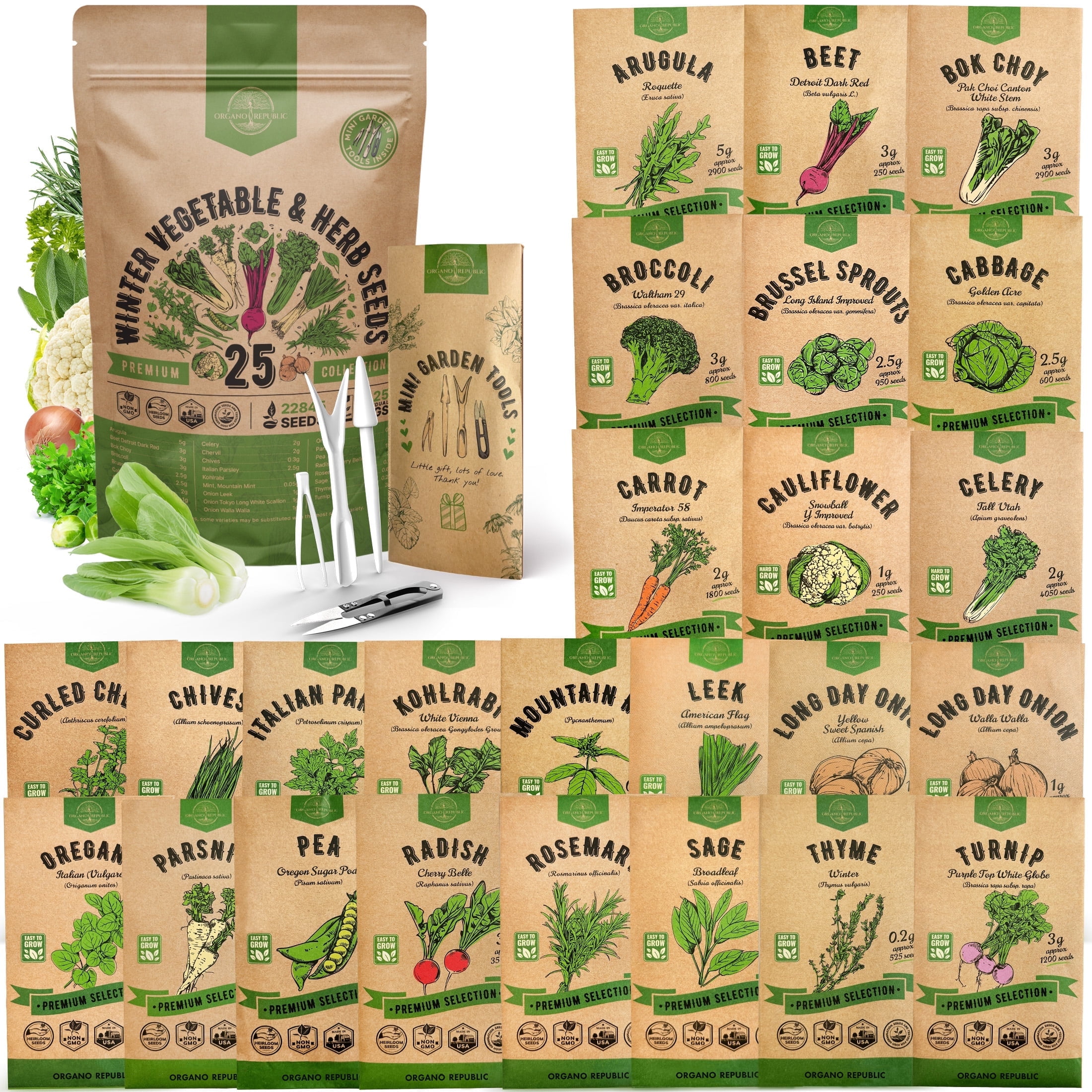 Winter Vegetable & Herb Seeds - 5000+ Organic, Non GMO, Survival Garden ...