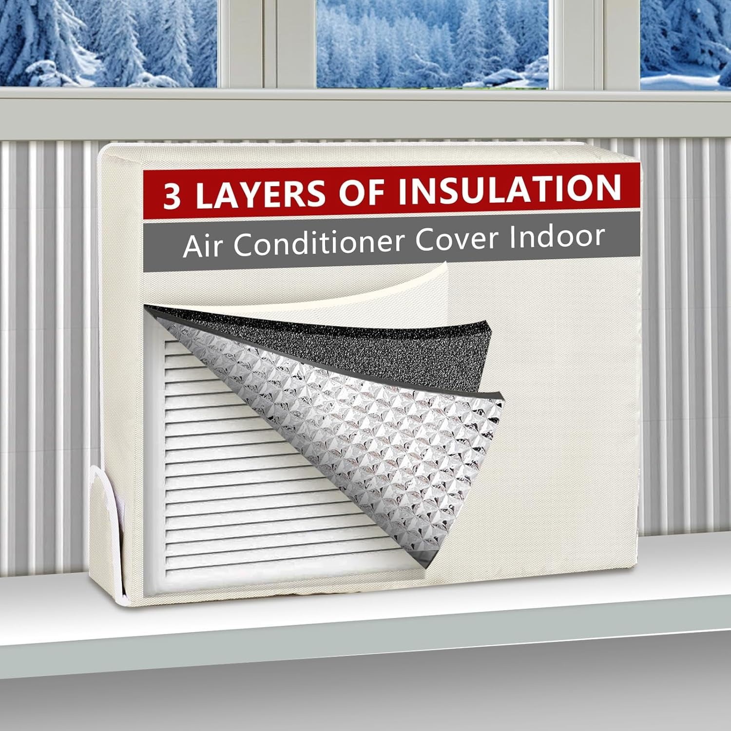 25''Wx 17''Hx 3.5'' Indoor Air Conditioner Cover for Inside Window, 3 ...
