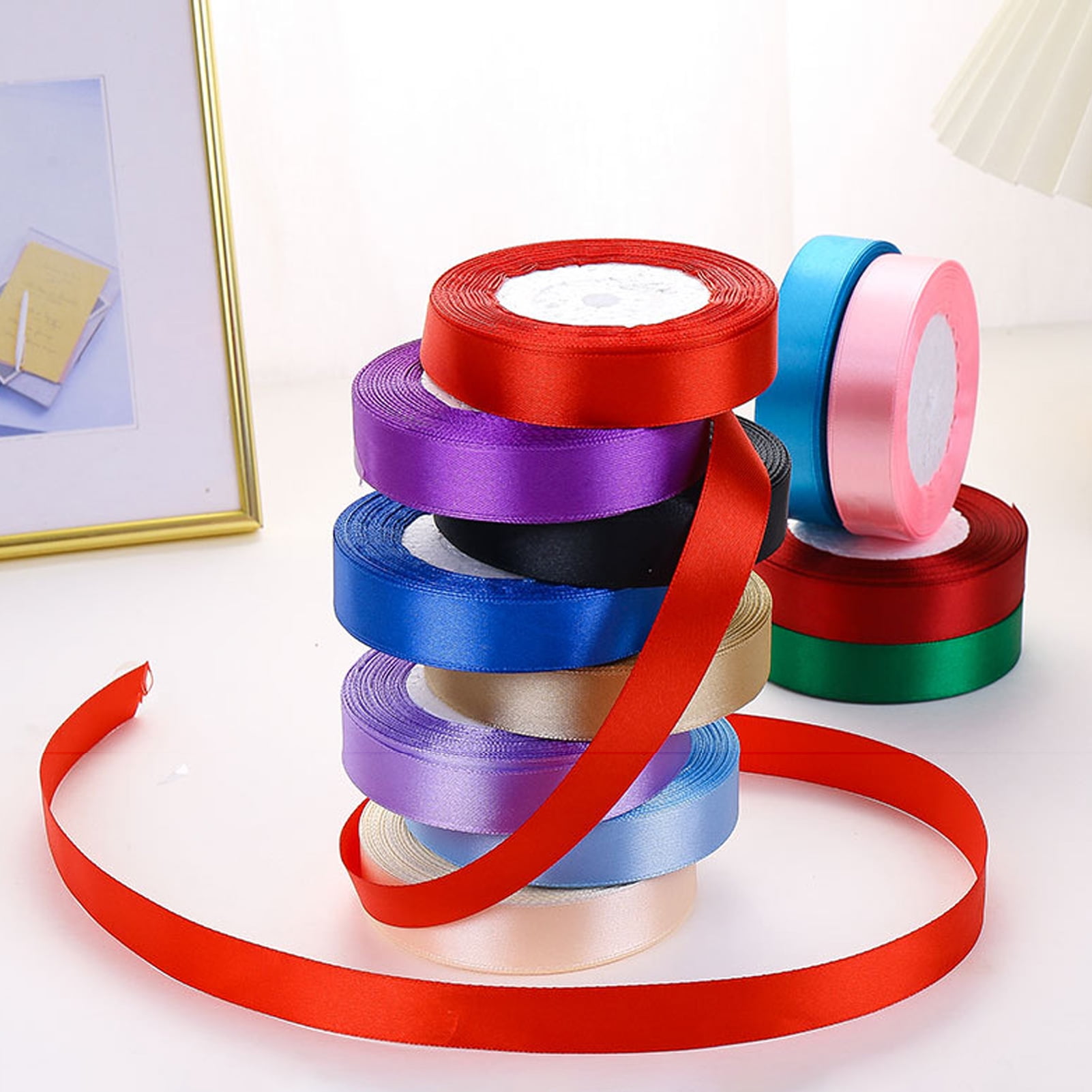 25 Yard Satin Craft Ribbon Smooth Solid Color Tear-resistant 2cm ...