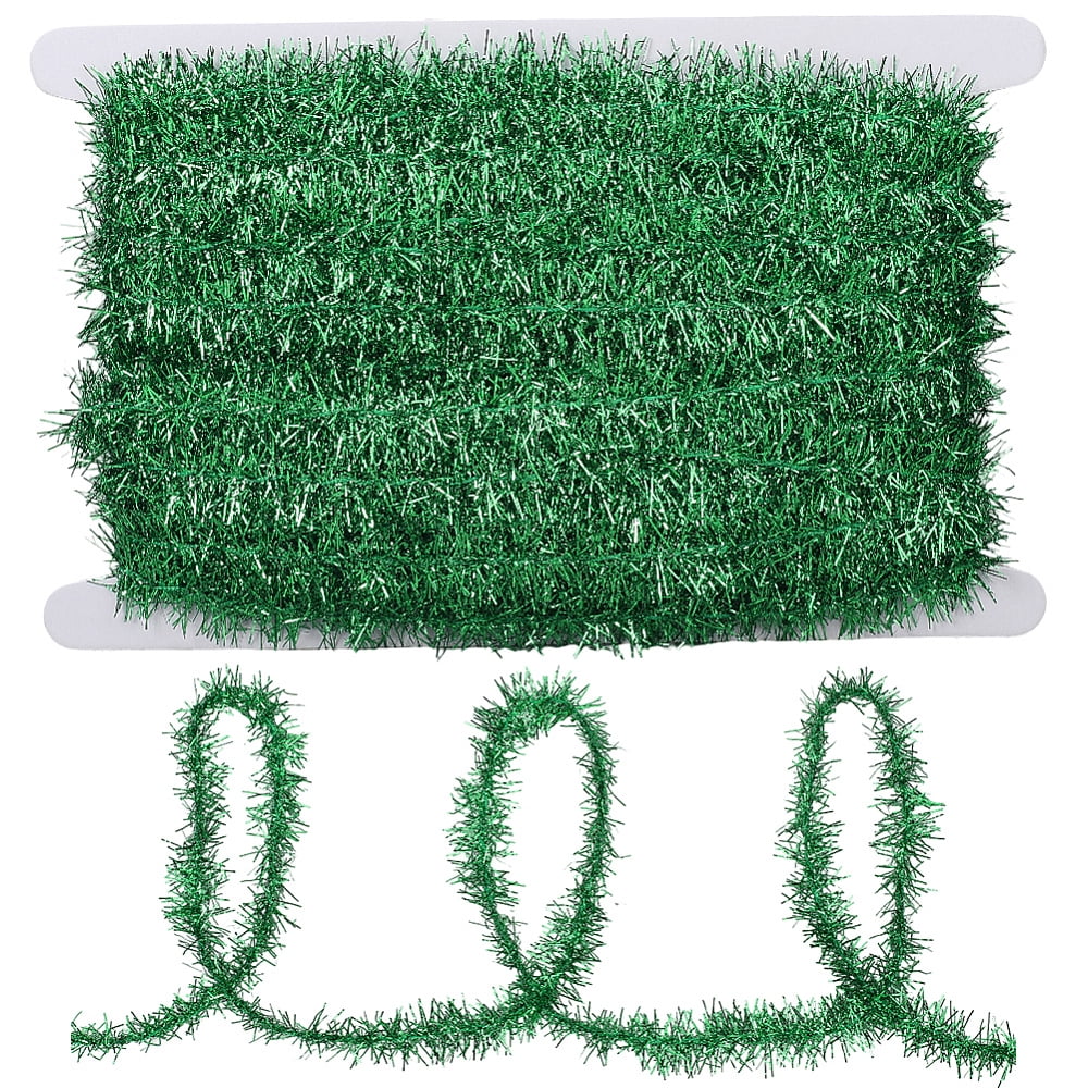 25 Yards 0.59 Inch Green Christmas Garland Filigree Sparkle Tinsel ...