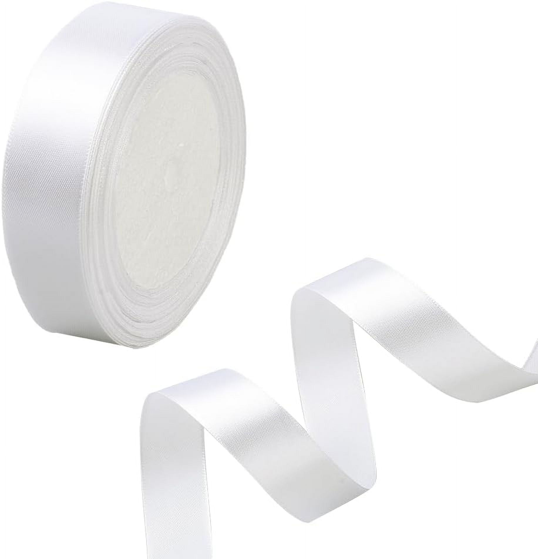 25 Yards 1 Inch White Polyester Ribbon Double Face Soft Satin Ribbon ...