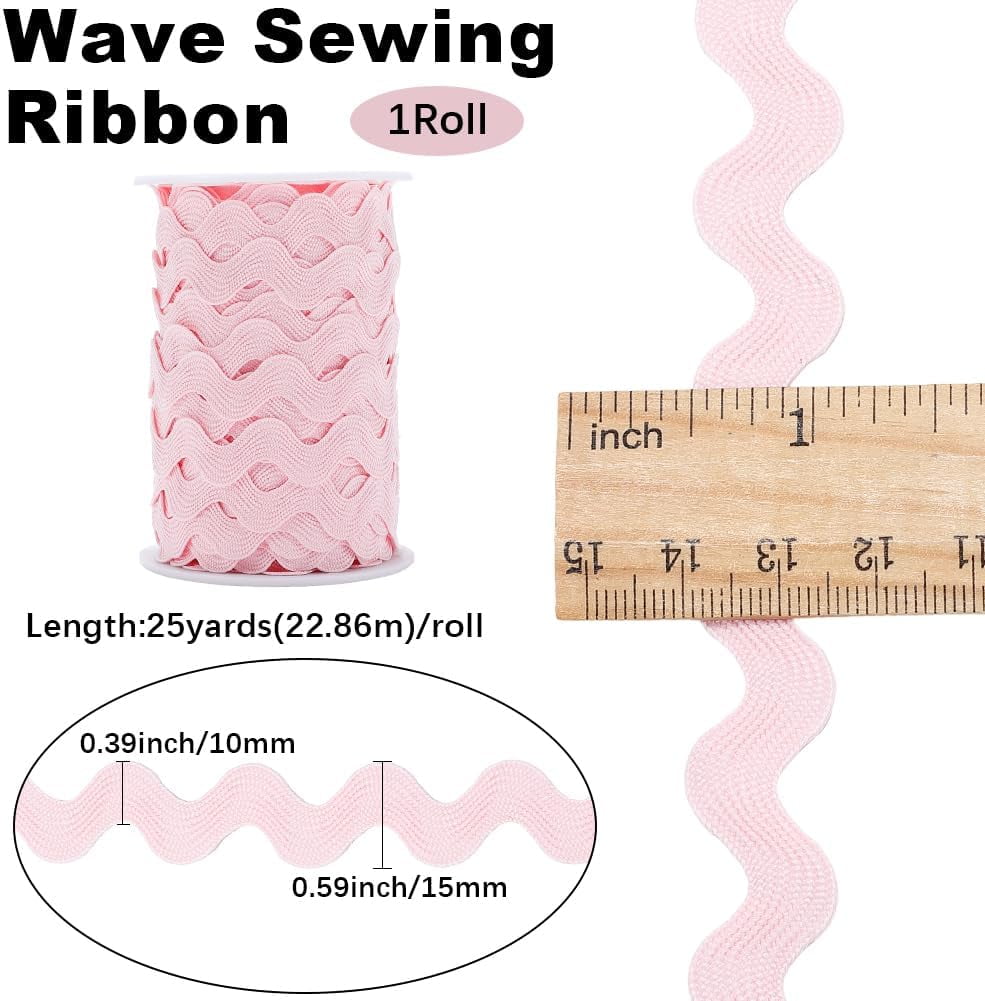 25 Yards 10mm Wide RIC Rac Trim Wavy Bending Ribbon Light Pink Rick ...
