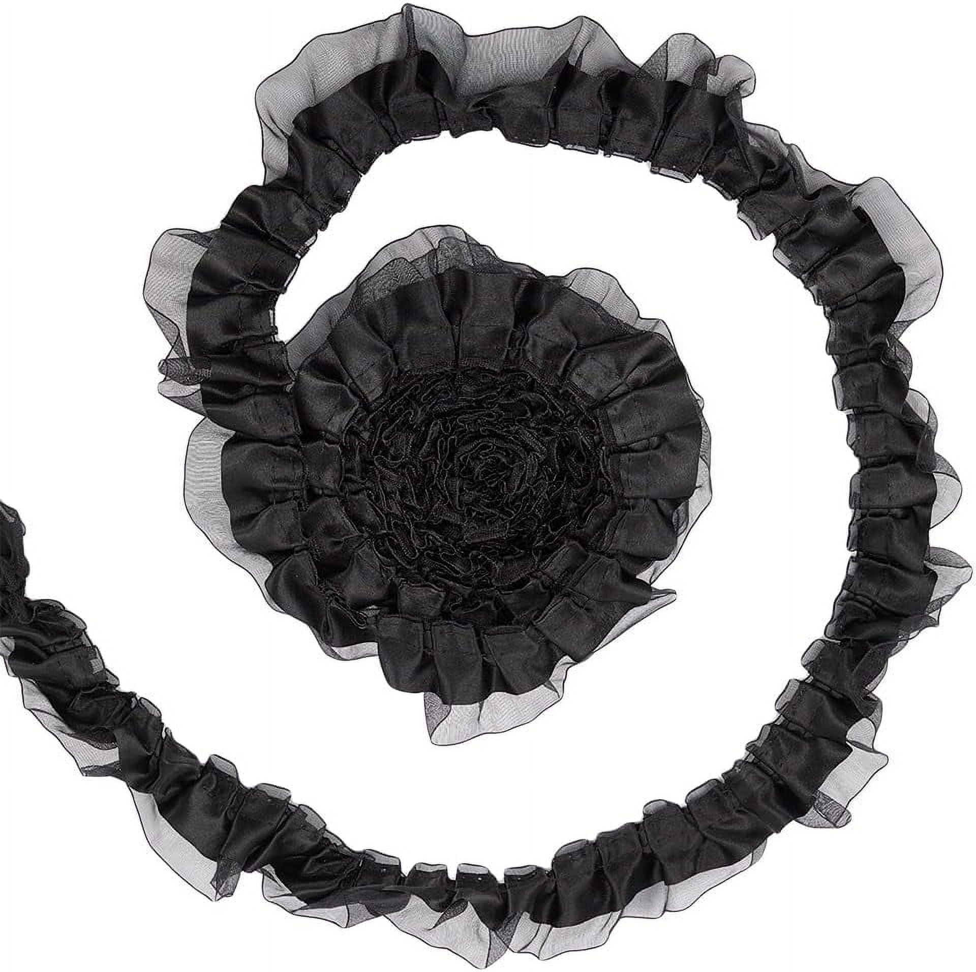 25 Yards 2-Layer Pleated Organza Lace Edge Trim 1-5/8 Inch Gathered ...