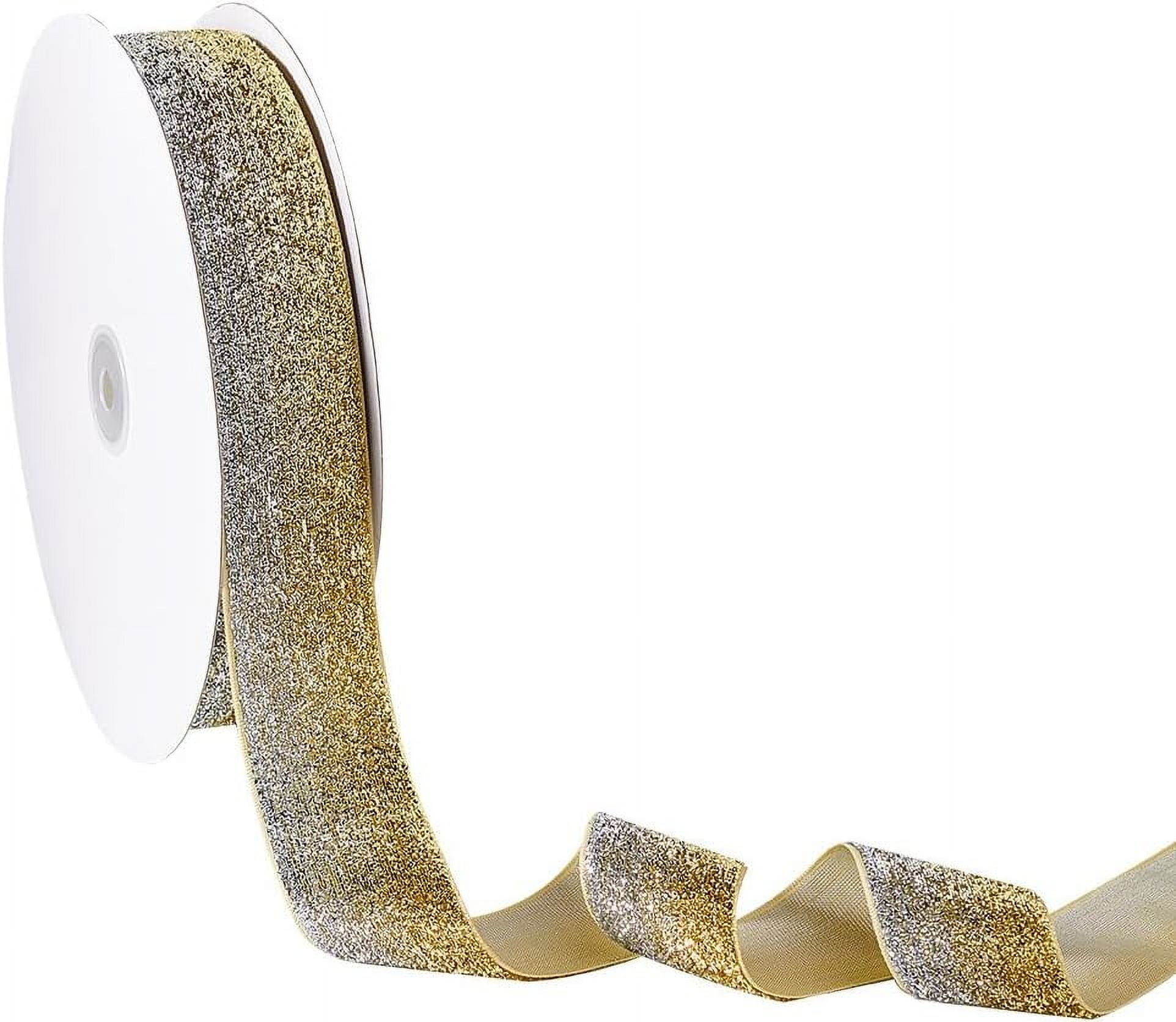 25 Yards(22.8m) Christmas Gold Metallic Velvet Ribbon 1.5inch(3.8cm ...