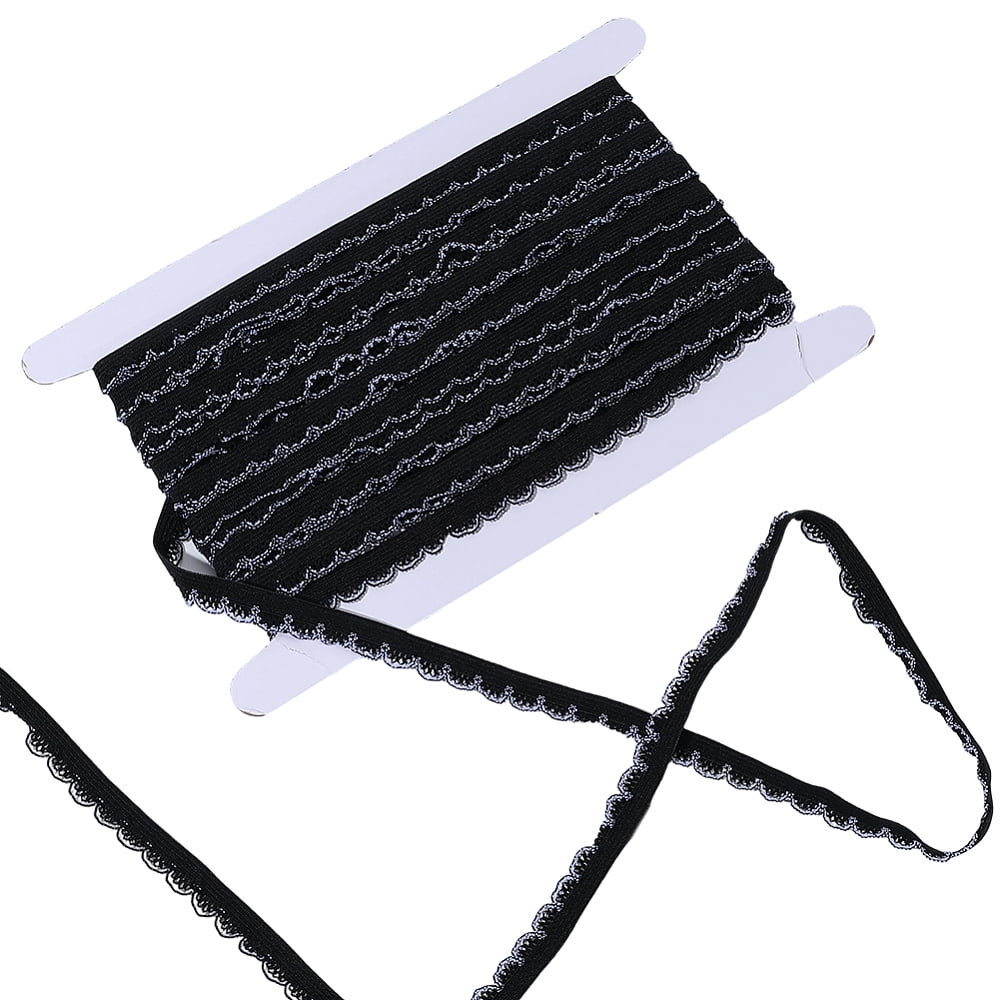 25 Yards Black Stretch Lace Trim 12mm Wide Nylon Elastic Edges ...