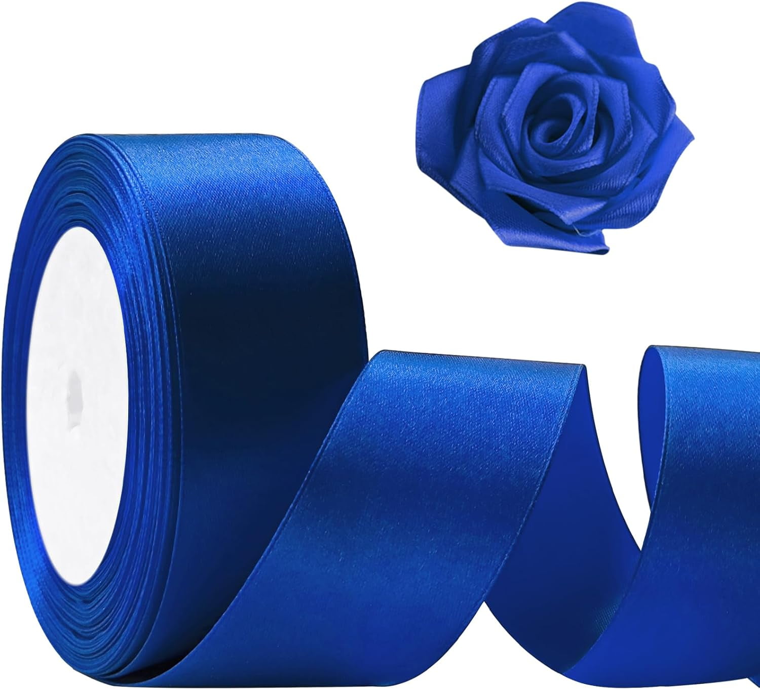 25 Yards Blue Satin Ribbon 1 1/2inch, Single Face Polyester Silk Fabric ...