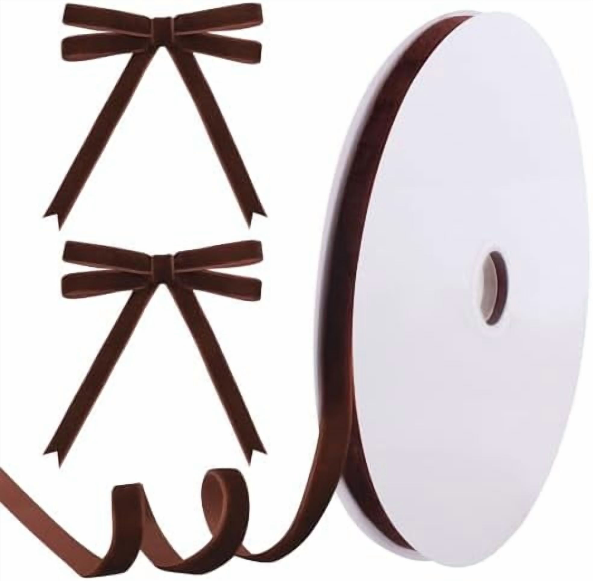 25 Yards Brown Velvet Ribbon for Christmas Tree,3/8 Inch Velvet ...