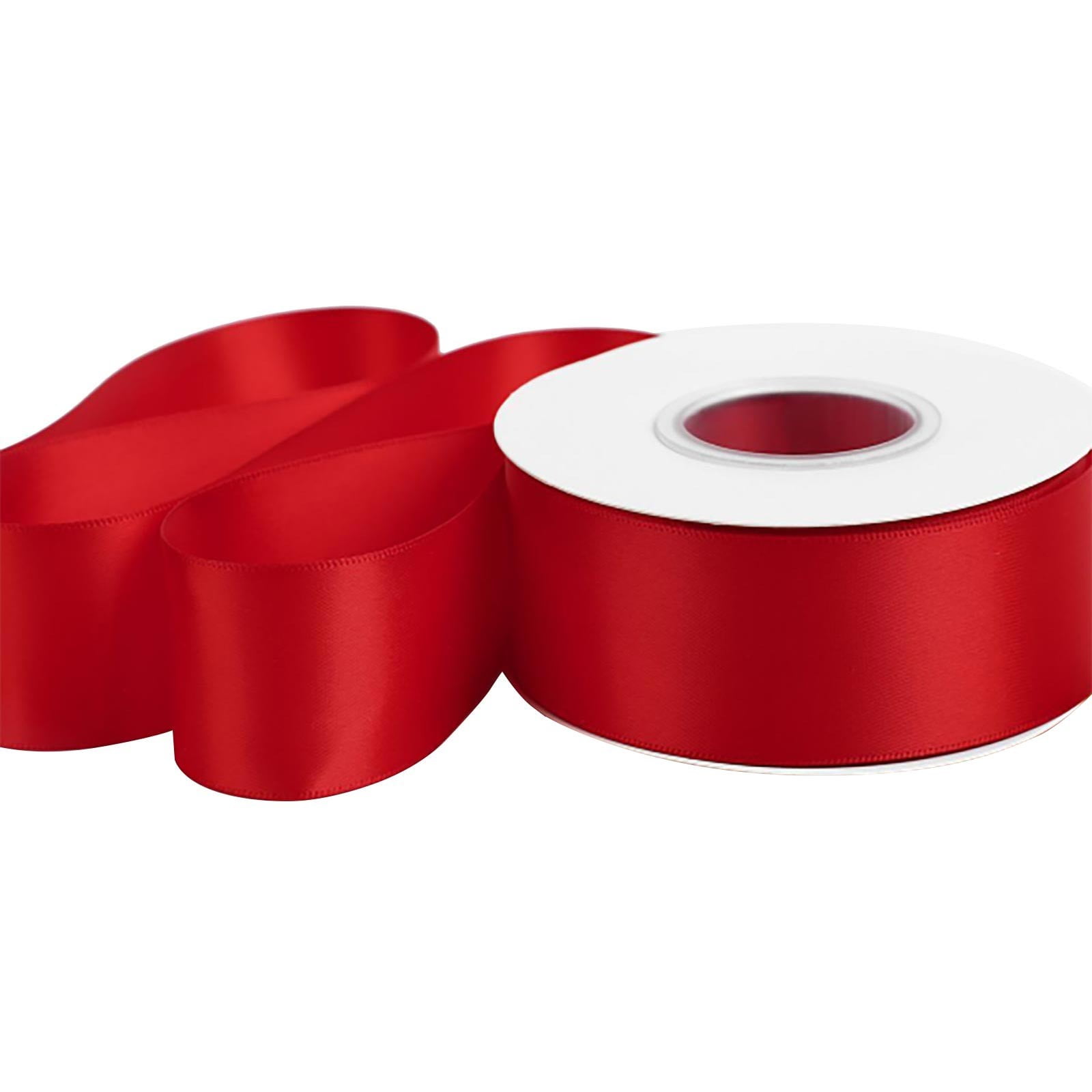25 Yards Double Satin Ribbon Double Faced Satin Ribbon (Red) - Walmart.com