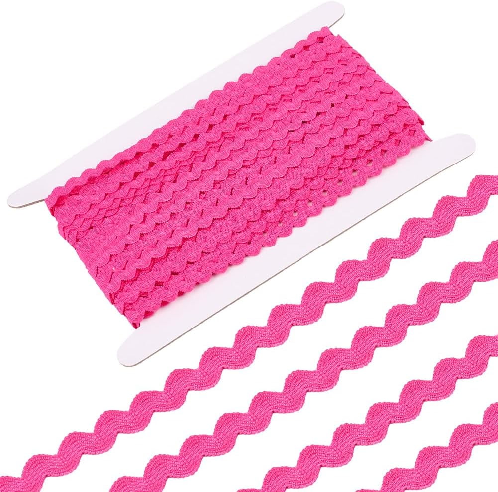 25 Yards Elastic RIC Rac 3/8 Inch Rick Rack Trim Zig Zag Deep Pink Lace ...