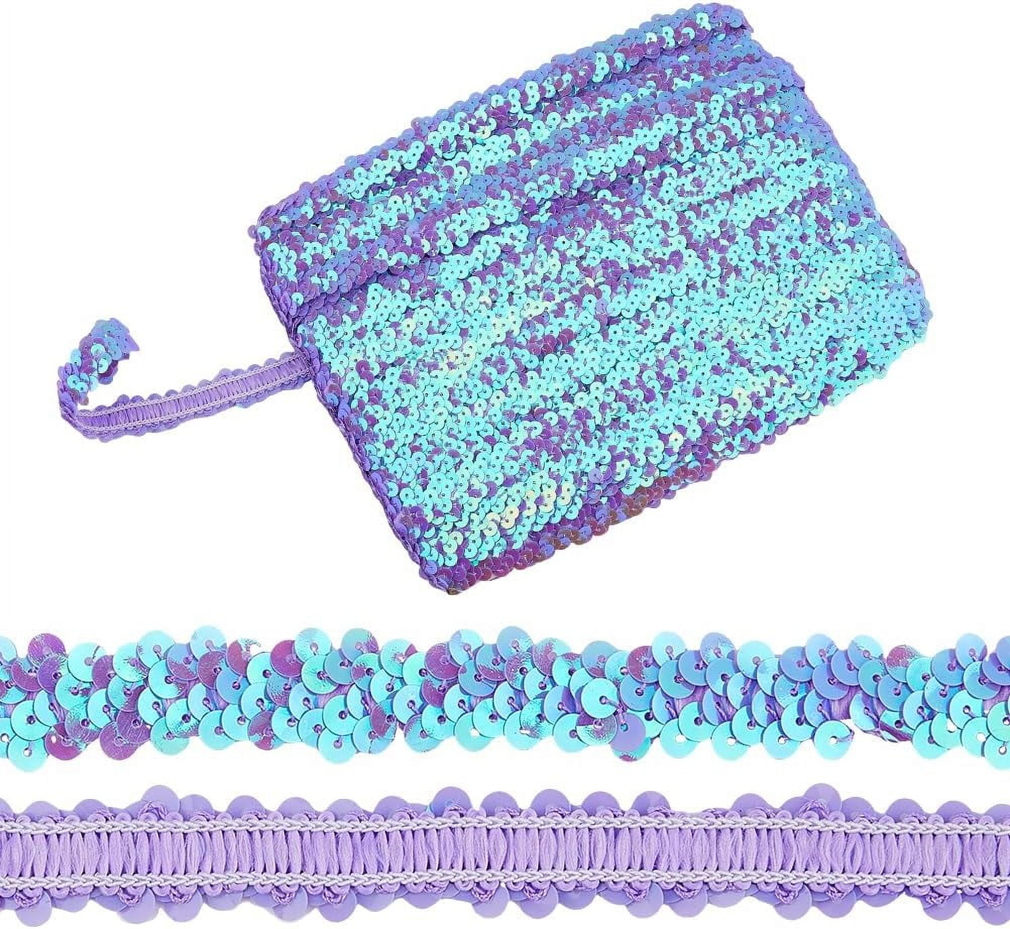 25 Yards Elastic Sequin Trim Lilac Sequin Ribbon 0.75 Inch Wide Flat ...