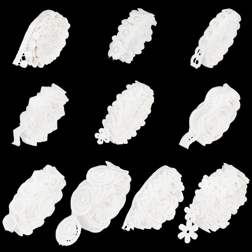 25 Yards Lace Trims 10 Styles Pattern Cotton Embroidery Lace Trim ...