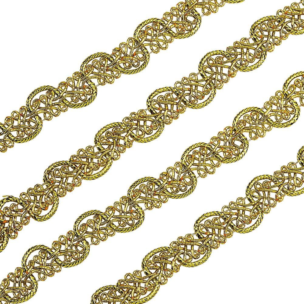 25 Yards Metallic Braid Lace Trim Leaf Pattern Gold Centipede Lace ...