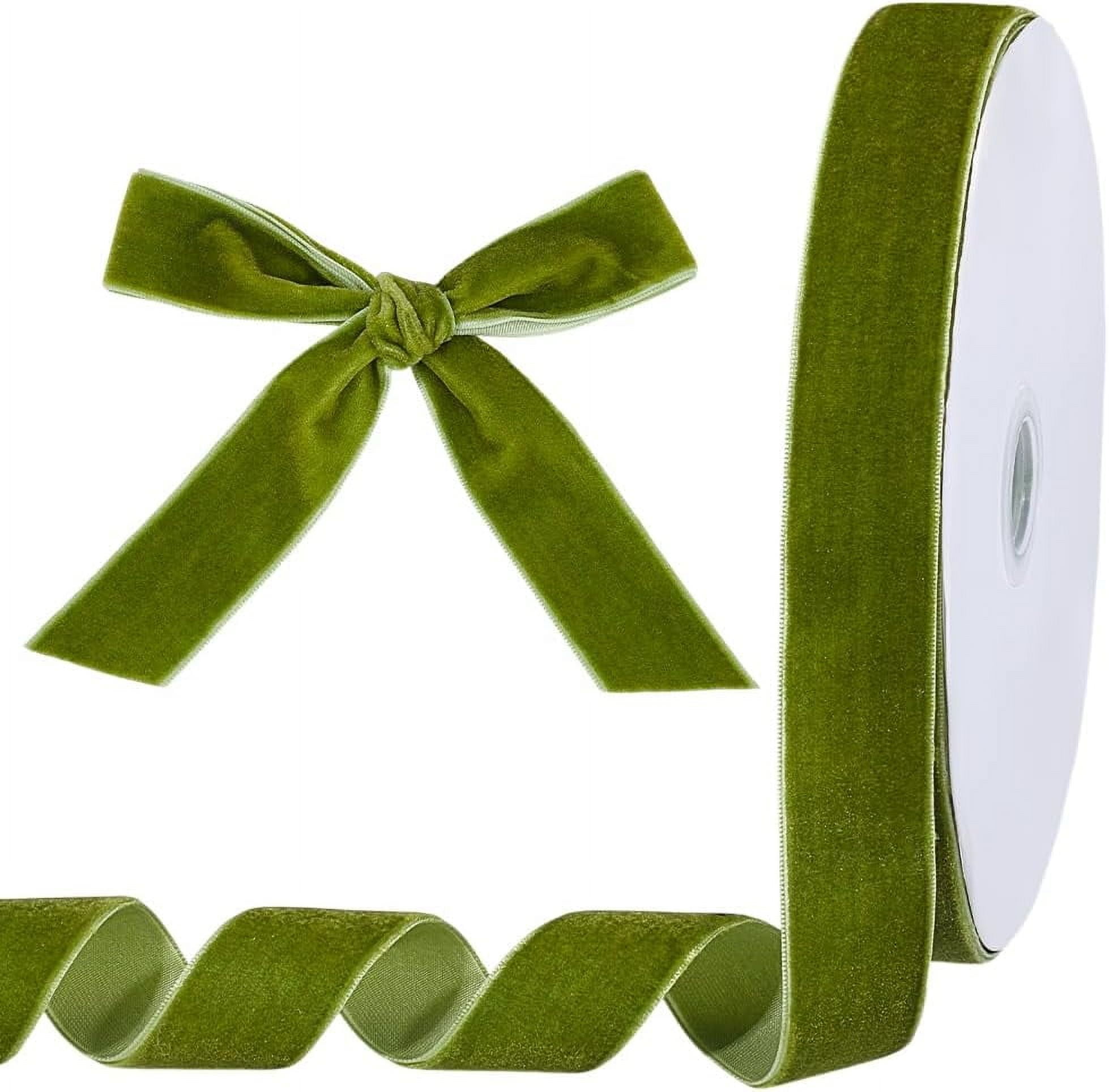 25 Yards Olive Green Velvet Ribbon 1 Inch Single Face Ribbon Velvet ...