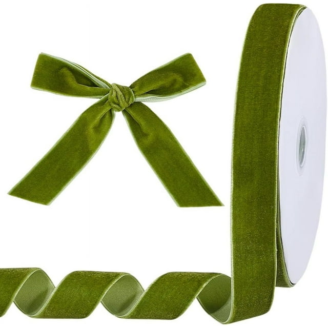 25 Yards Olive Green Velvet Ribbon 1 Inch Single Face Ribbon Velvet ...