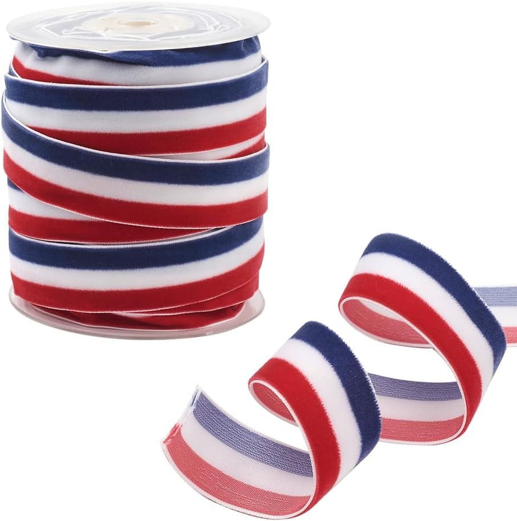 25 Yards Red White Blue Ribbon Wired 4th of July Single Face Vertical ...