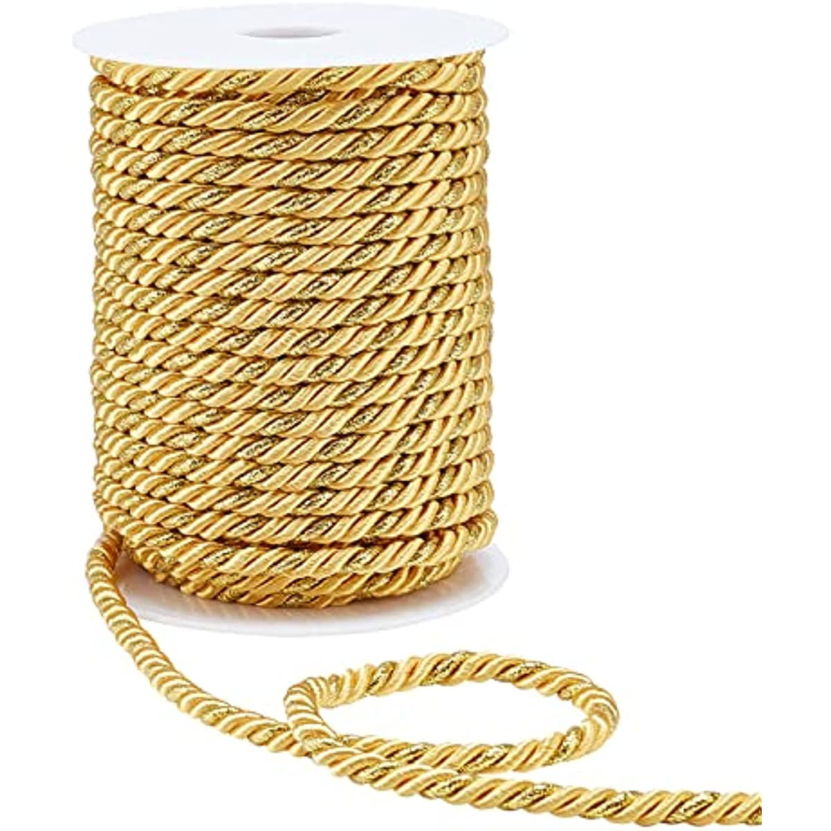 25 Yards Twisted Gold Trim Cord 5mm Twist Cords Braided Triple-Strand ...