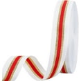 25Yards White Gold Red Stripe Grosgrain Ribbon Stripes Fabric Ribbon ...