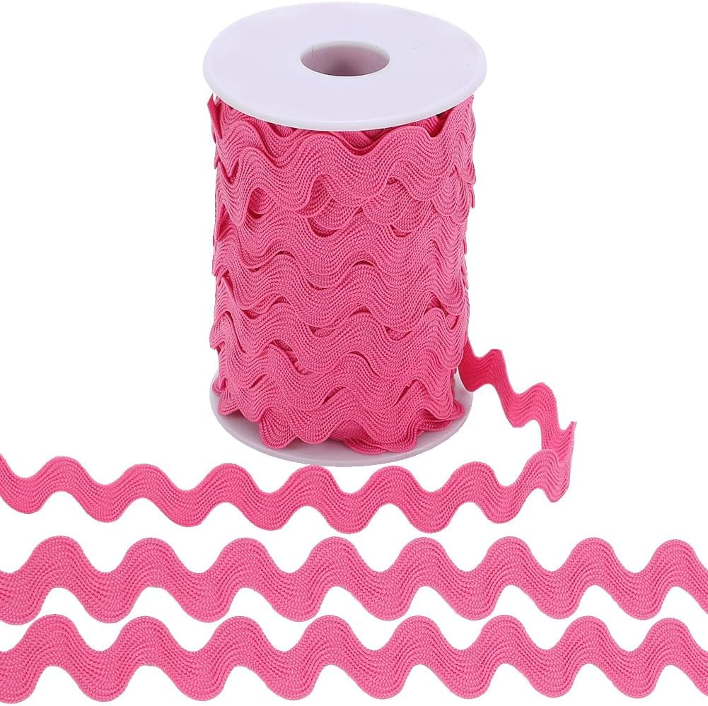 25 Yards x 10mm Rick Rack Trim Wave Fringe Trim Deep Pink Wavy Bending ...