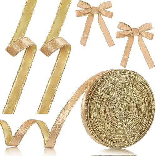25 Yards x 5/8 Inch Christmas Velvet Ribbon for Gift Wrapping Metallic ...