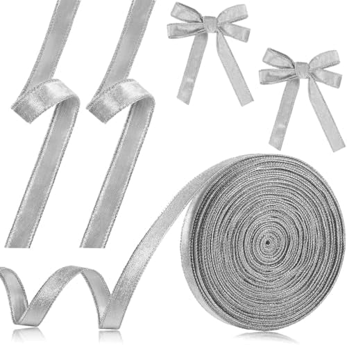 25 Yards x 5/8 Inch Christmas Velvet Ribbon for Gift Wrapping Metallic ...