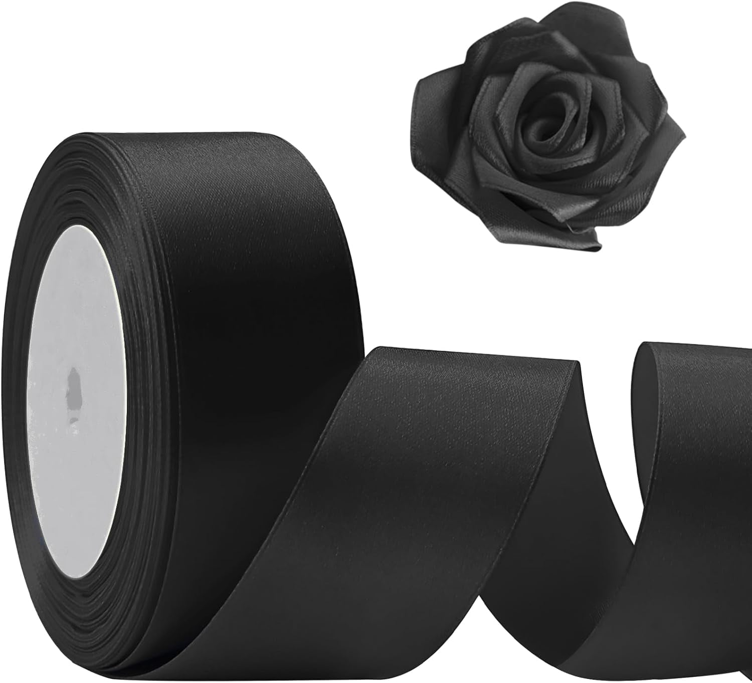 25 YardsSatin Ribbon 1 1/2inch, Single Face Polyester Silk Fabric Hair ...