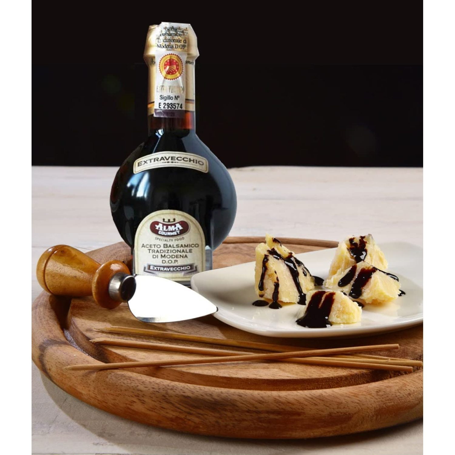 25 Year Aged Extravecchio Traditional Balsamic Vinegar of Modena D.O.P. & Parmigiano Reggiano D ...