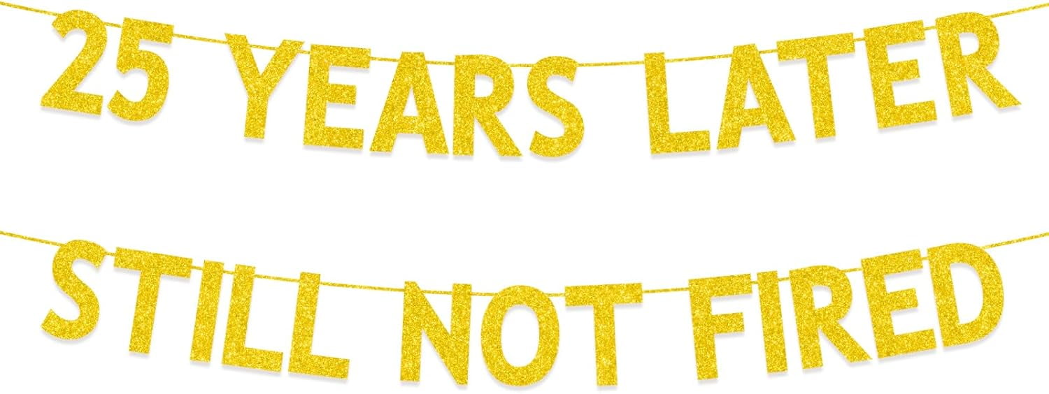 25 Year Work Anniversary Decorations for Women Men, Gold Glitter 25 ...