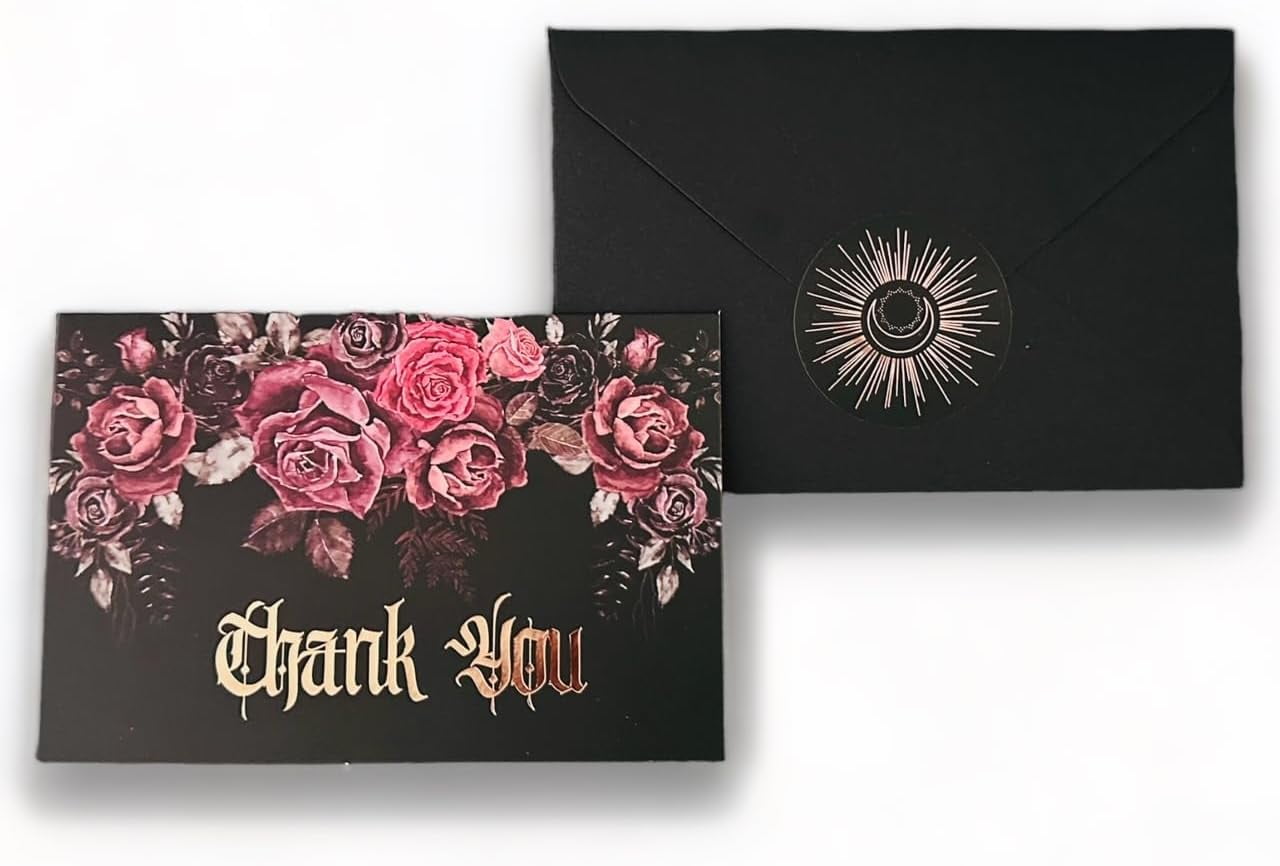 (25/box) Gothic Rose Thank You Cards with Envelopes, 4" x 6 ...